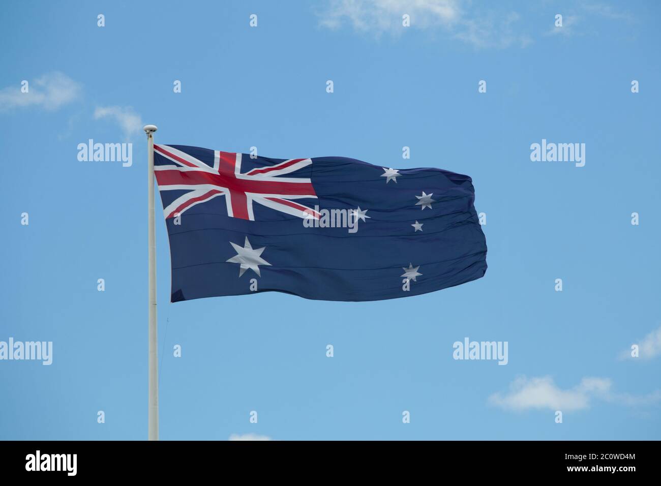 blue australia flag stars asterisks firmament sky clouds sign signal ...