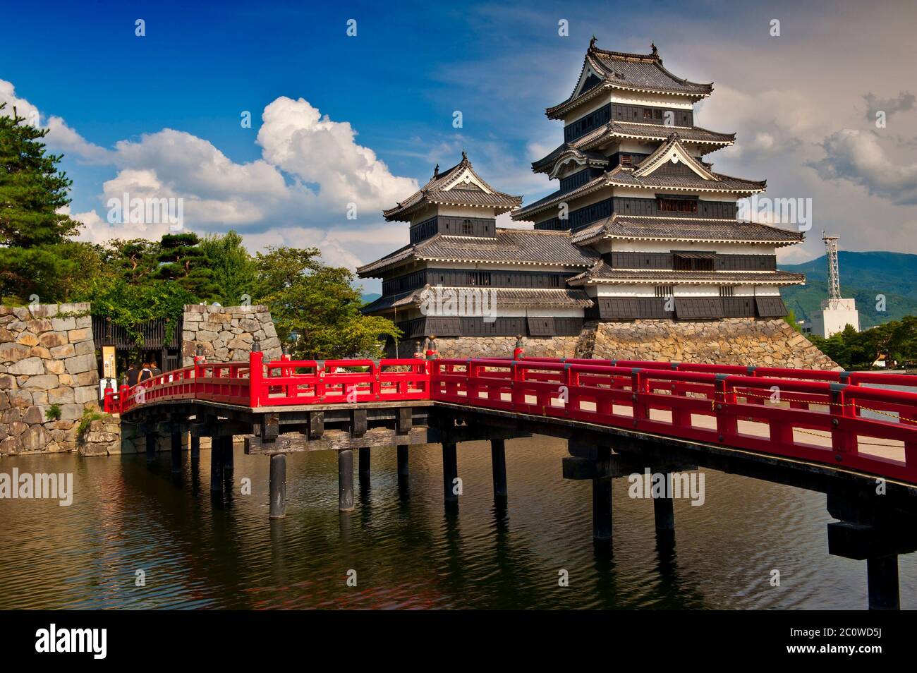 japan castle wooden chateau blue tower travel temple city town culture ...