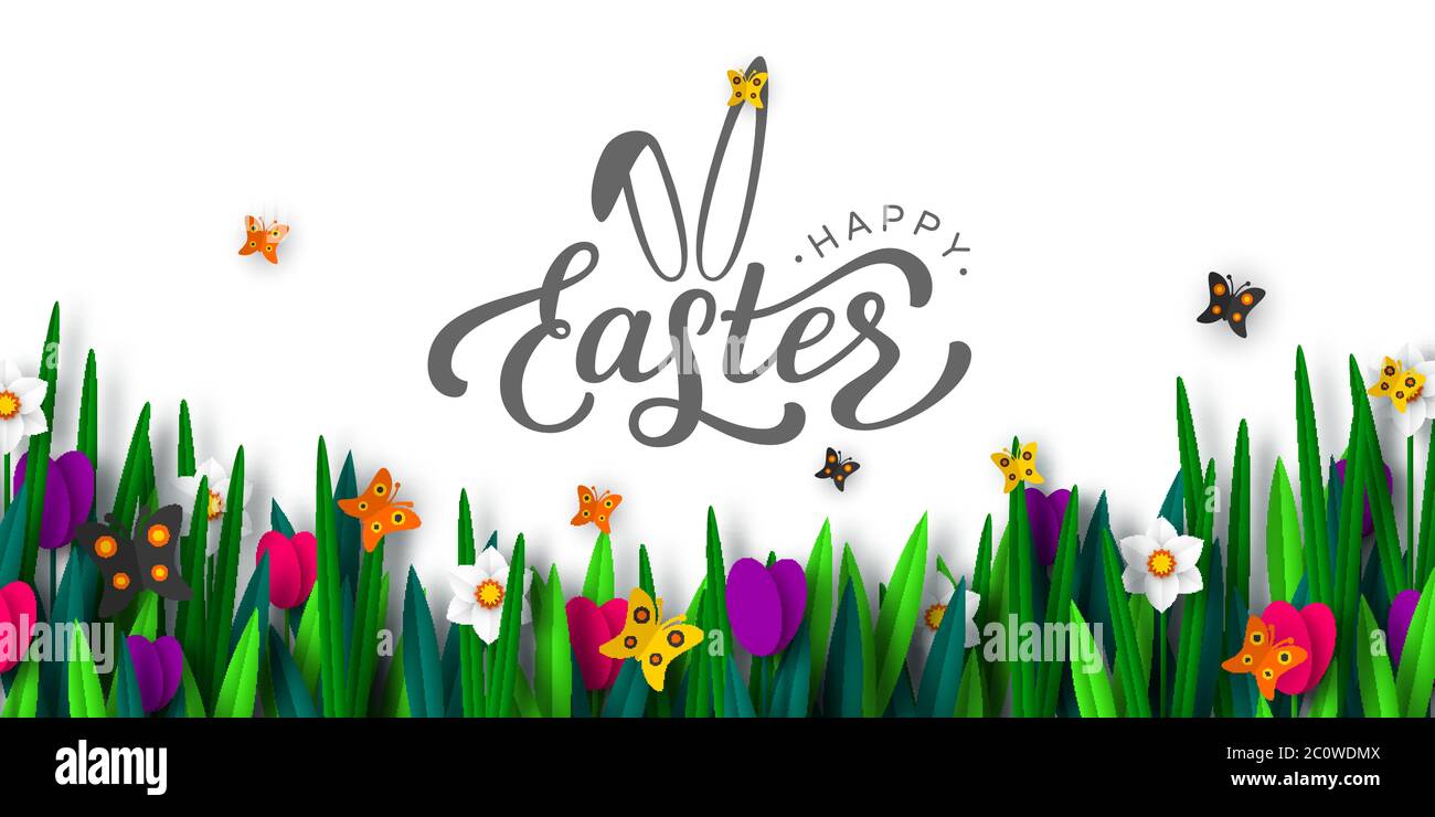 Spring flowers border Stock Vector Images - Alamy