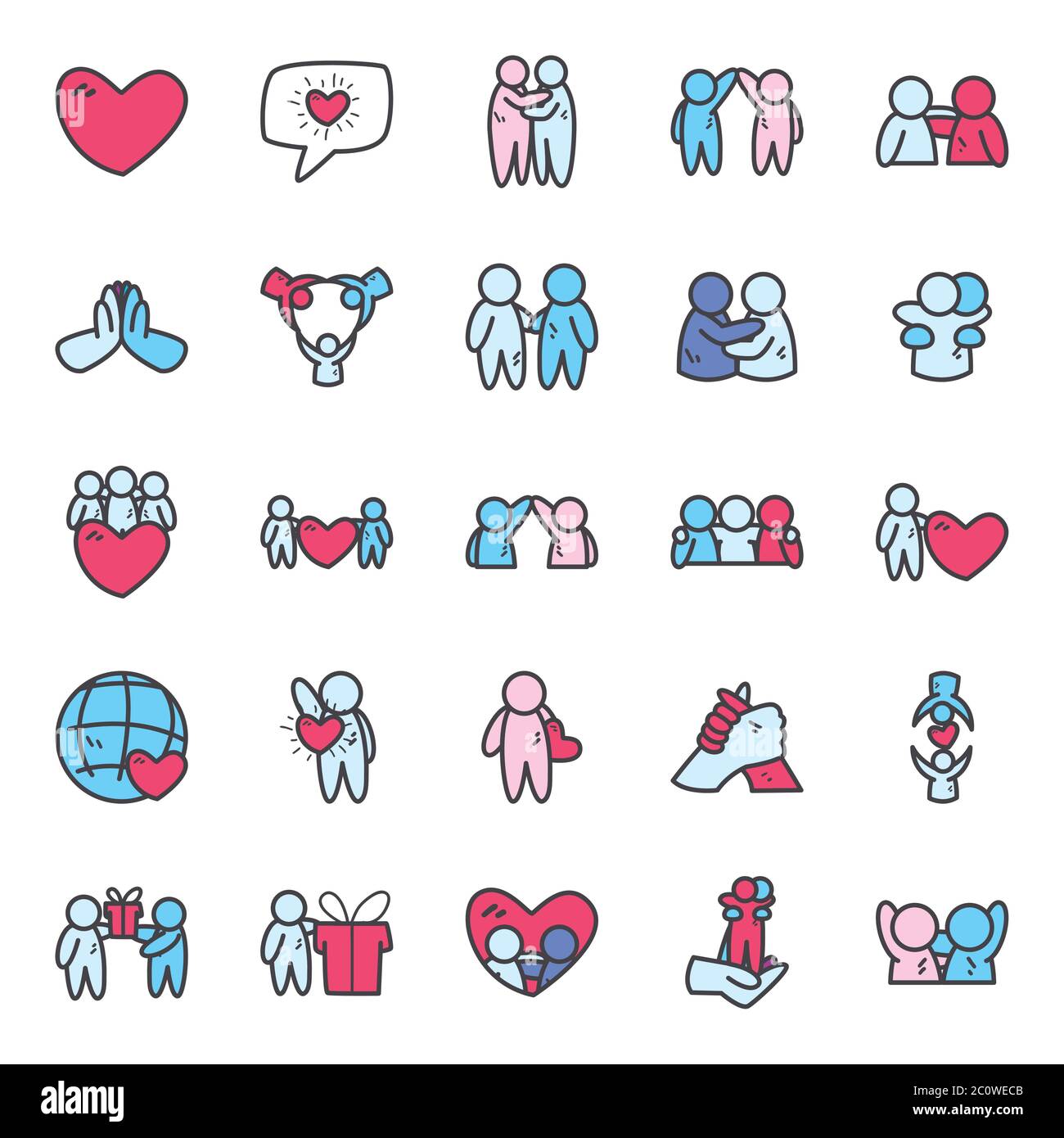 Avatars persons friends line and fill style icon set design of ...