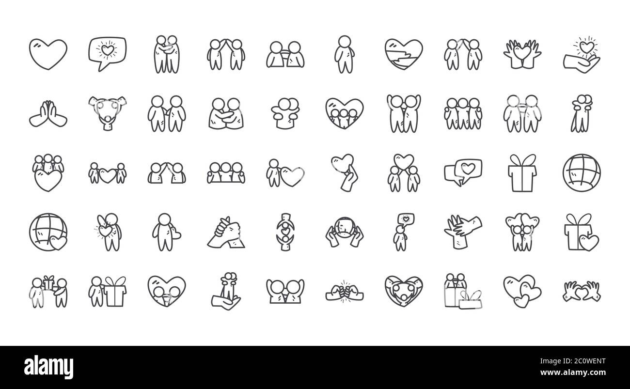 Avatars persons friends line style icon set design of friendship and ...