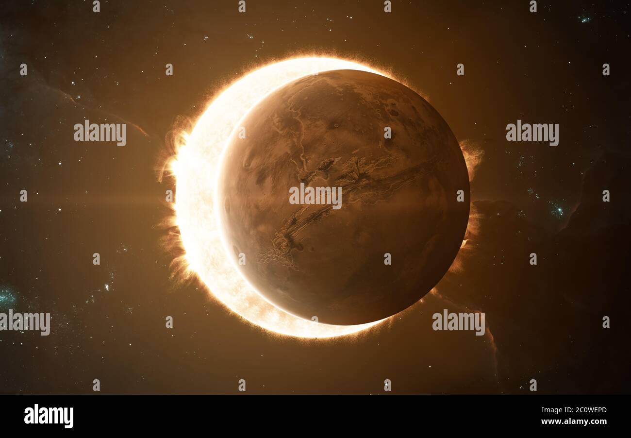 Mars, eclipsing the Sun. Red Planet of Solar System Stock Photo - Alamy