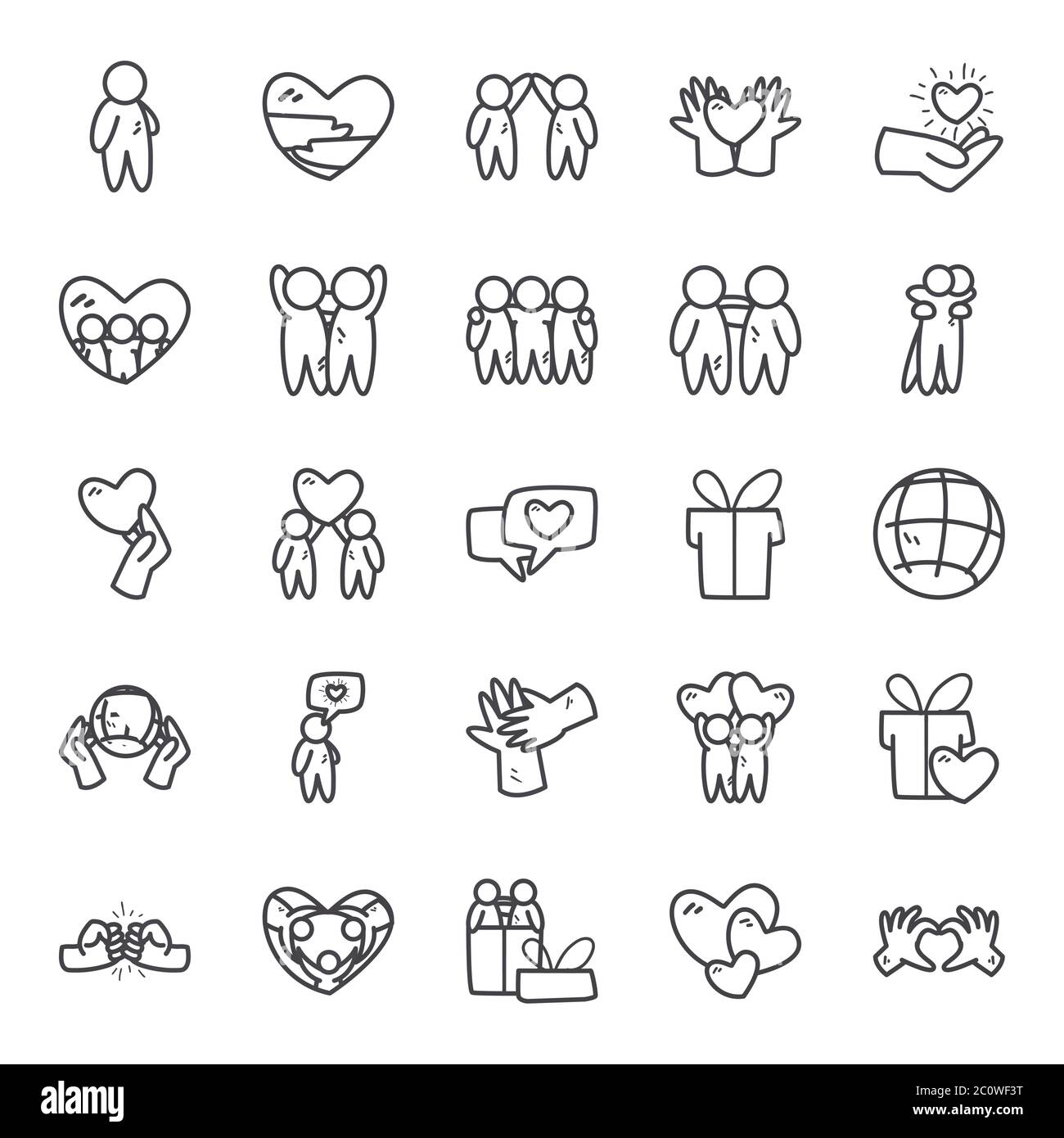 Avatars persons friends line style icon set design of friendship and ...