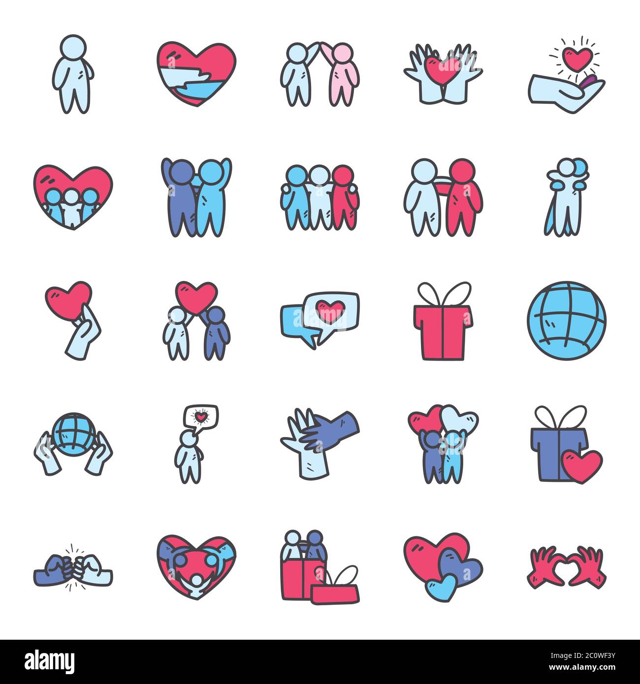 Avatars persons friends line and fill style icon set design of ...