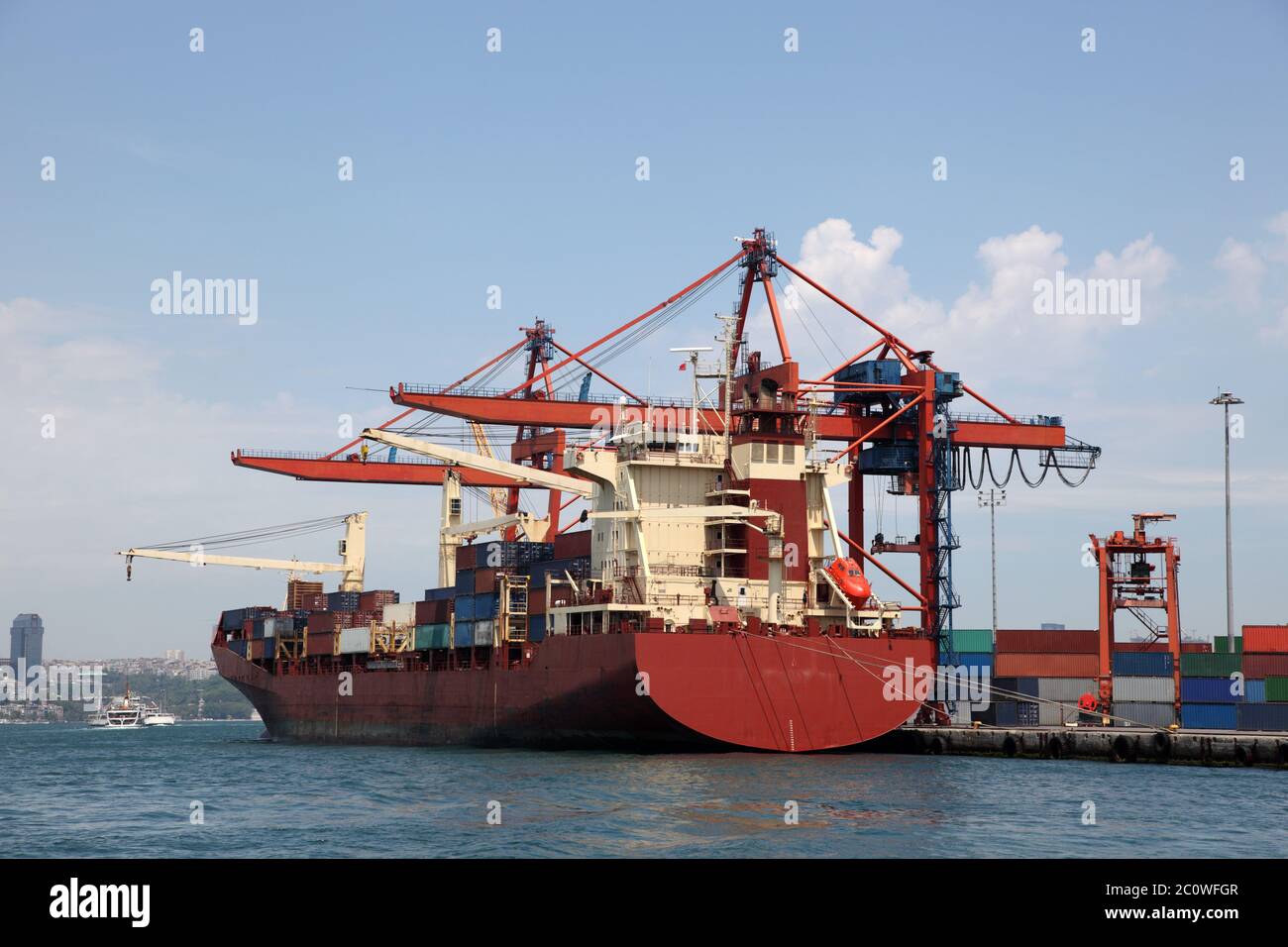 container ship, harbor, transport, harbours, port, import, export ...