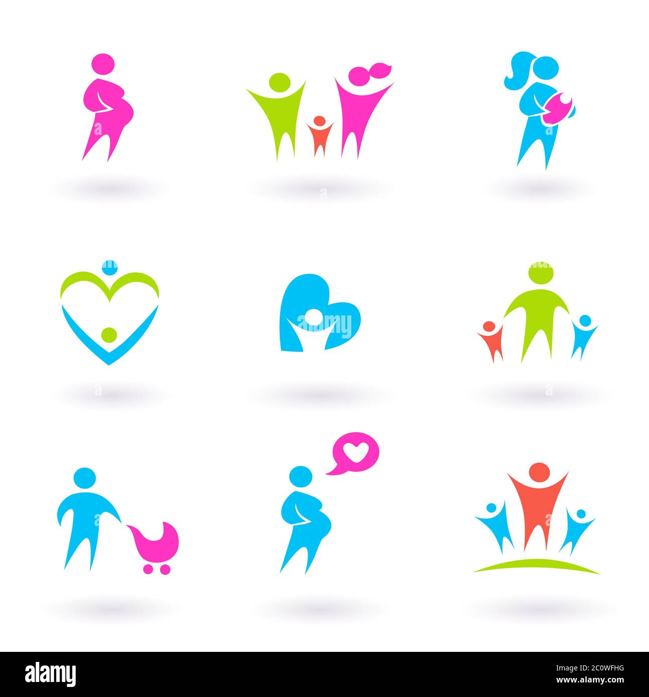 health, isolated, maternity, pregnancy, set, vector, icons, white ...