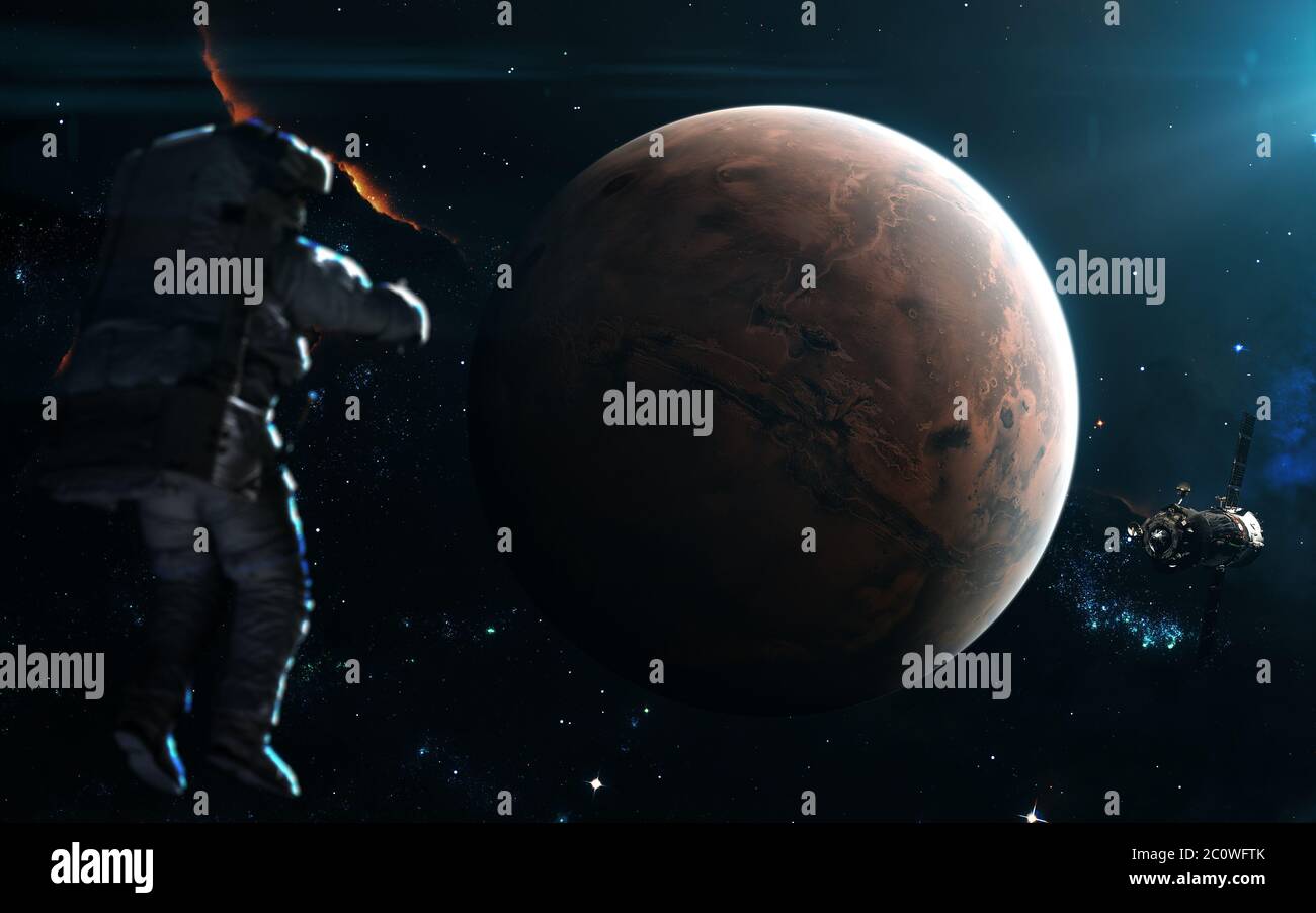 Planet Mars in blue light. Solar system Stock Photo - Alamy