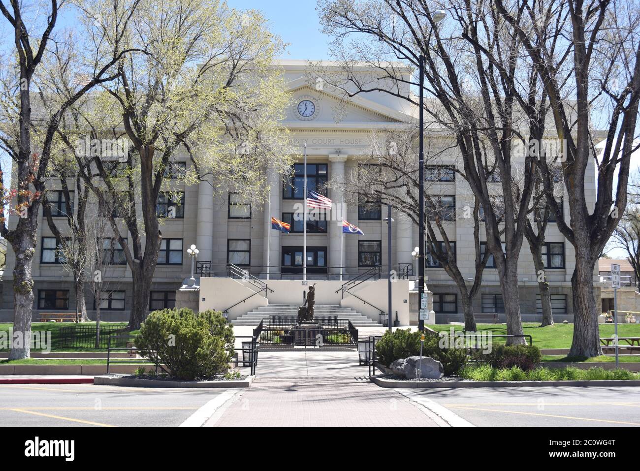 Prescott, Arizona. U.S.A. April 22, 2020. Yavapai county courthouse ...