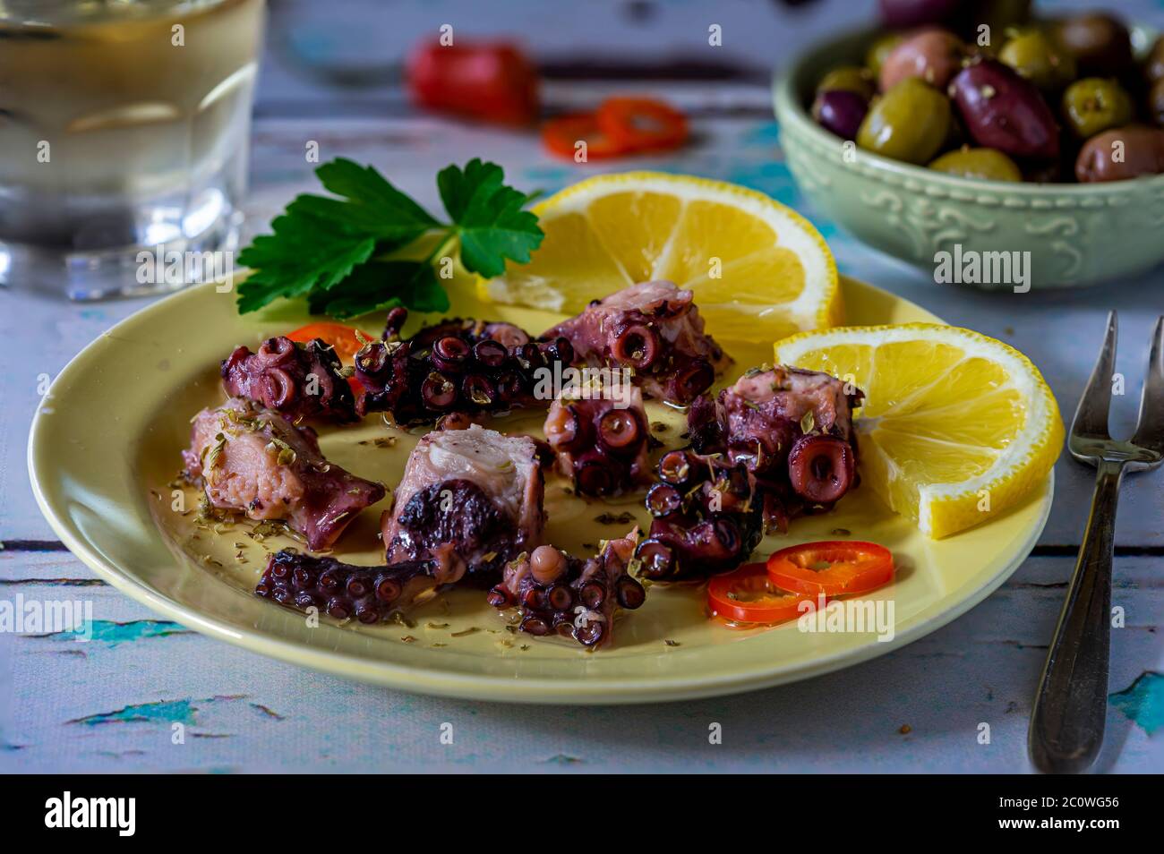 Octopus with olives hi-res stock photography and images - Alamy