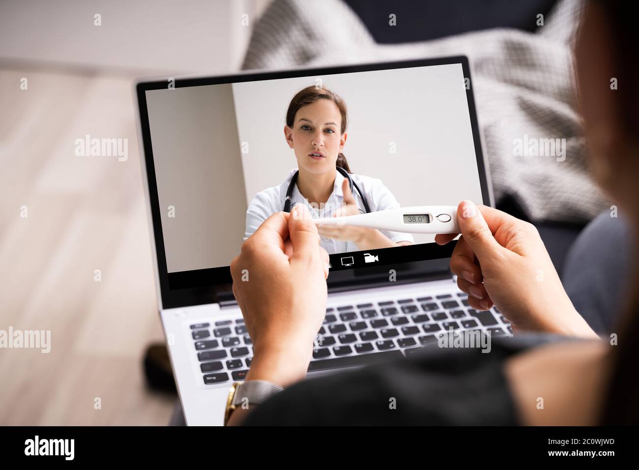 Online Medical Video Conference With Doctor Using Technology Stock ...