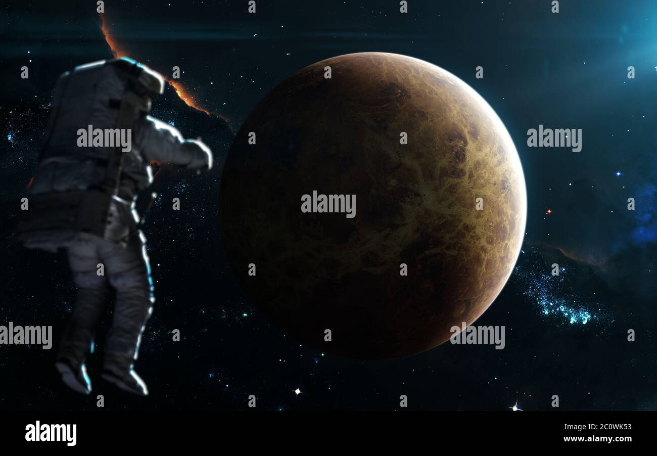 Planet Venus in blue light. Solar system Stock Photo - Alamy