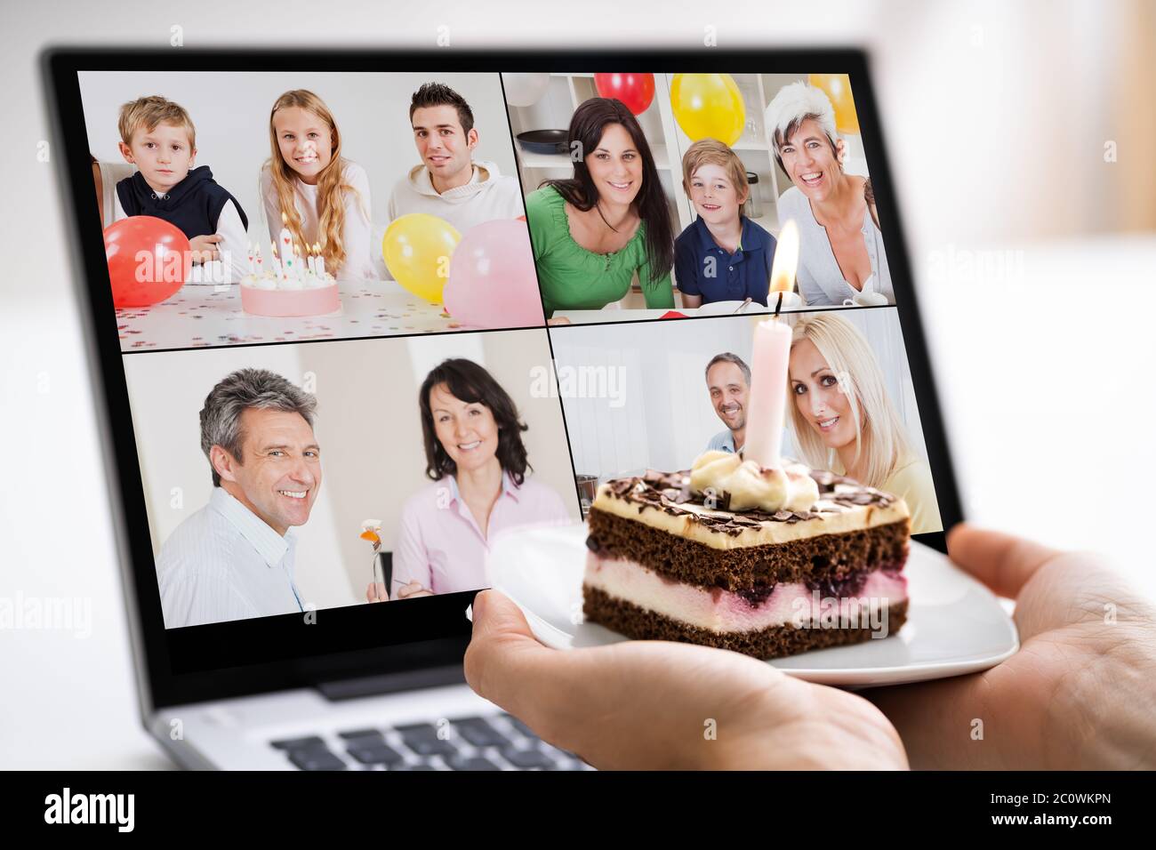 Online Birthday Party Video Conference Call On Laptop Stock Photo - Alamy