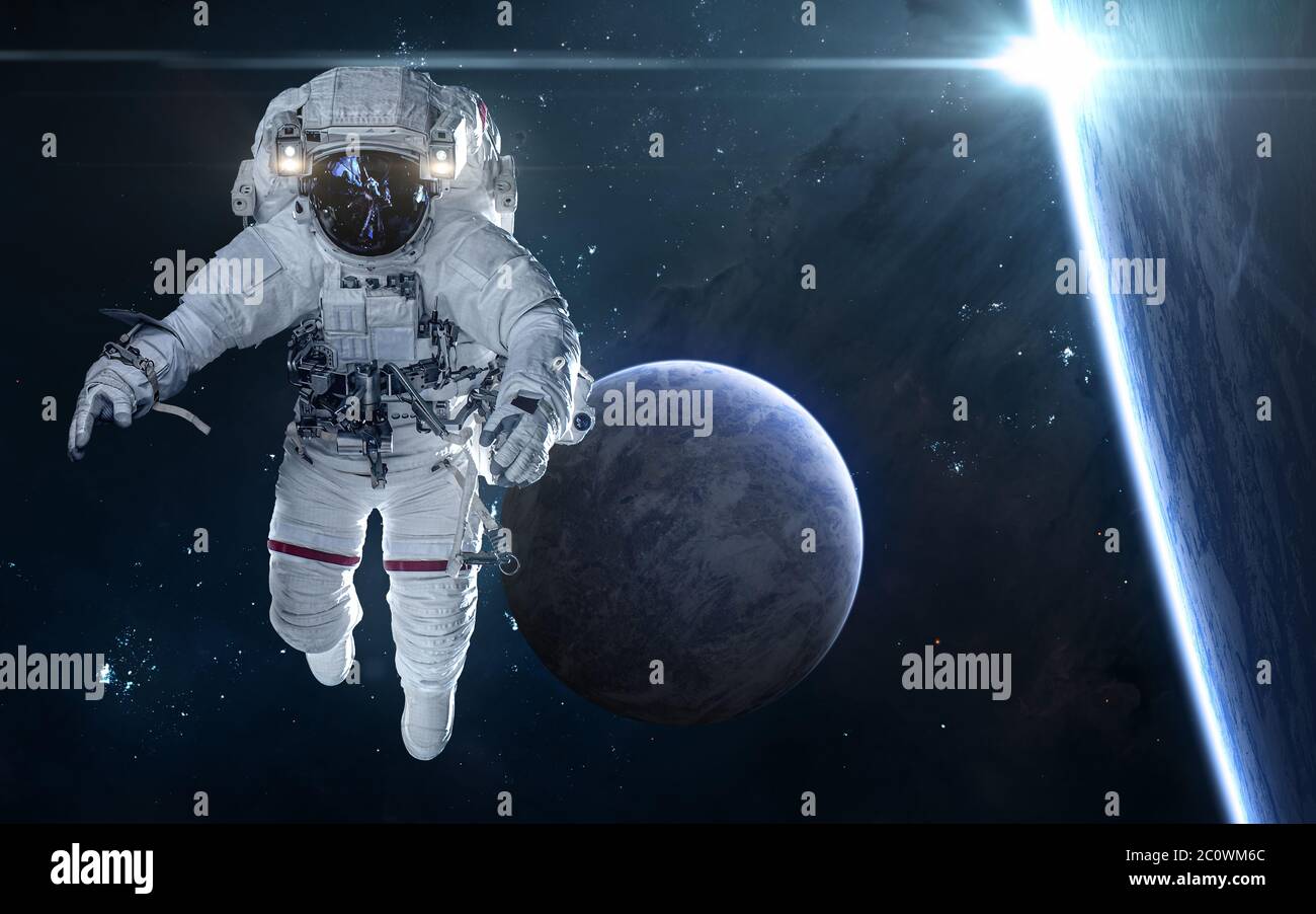 Star eclipse. Exoplanets and astronaut in deep space Stock Photo - Alamy