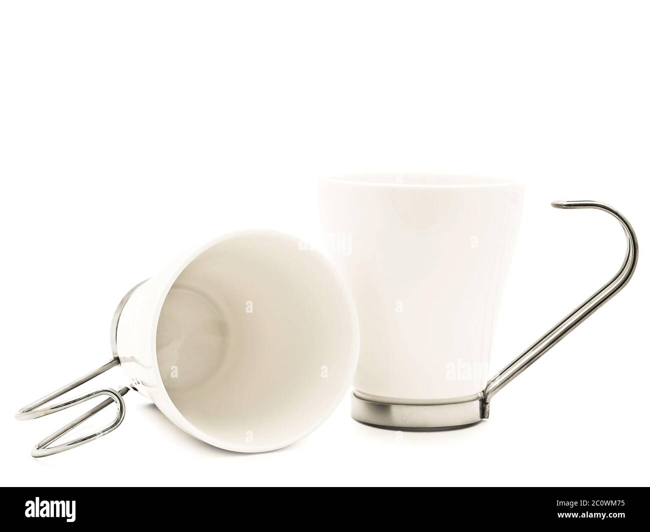 two white modern cups Stock Photo - Alamy