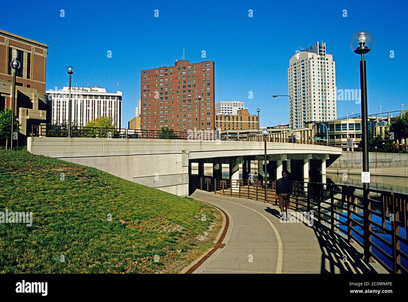 Walkway along the Zumbro River, Rochester, Minnesota, USA Stock Photo ...
