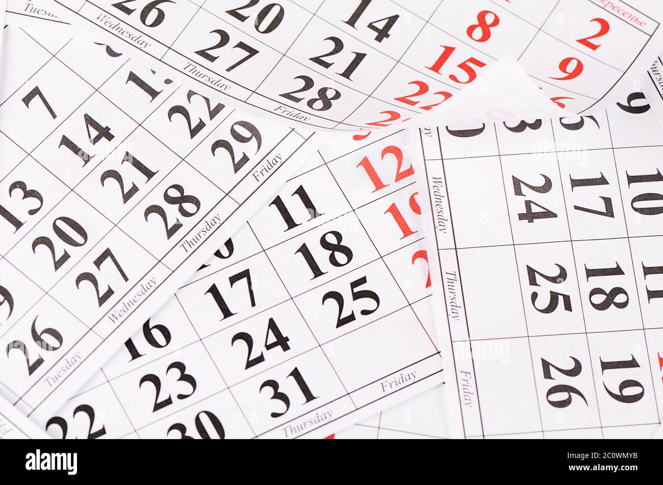 Close up of dates on calendar page hi-res stock photography and images ...