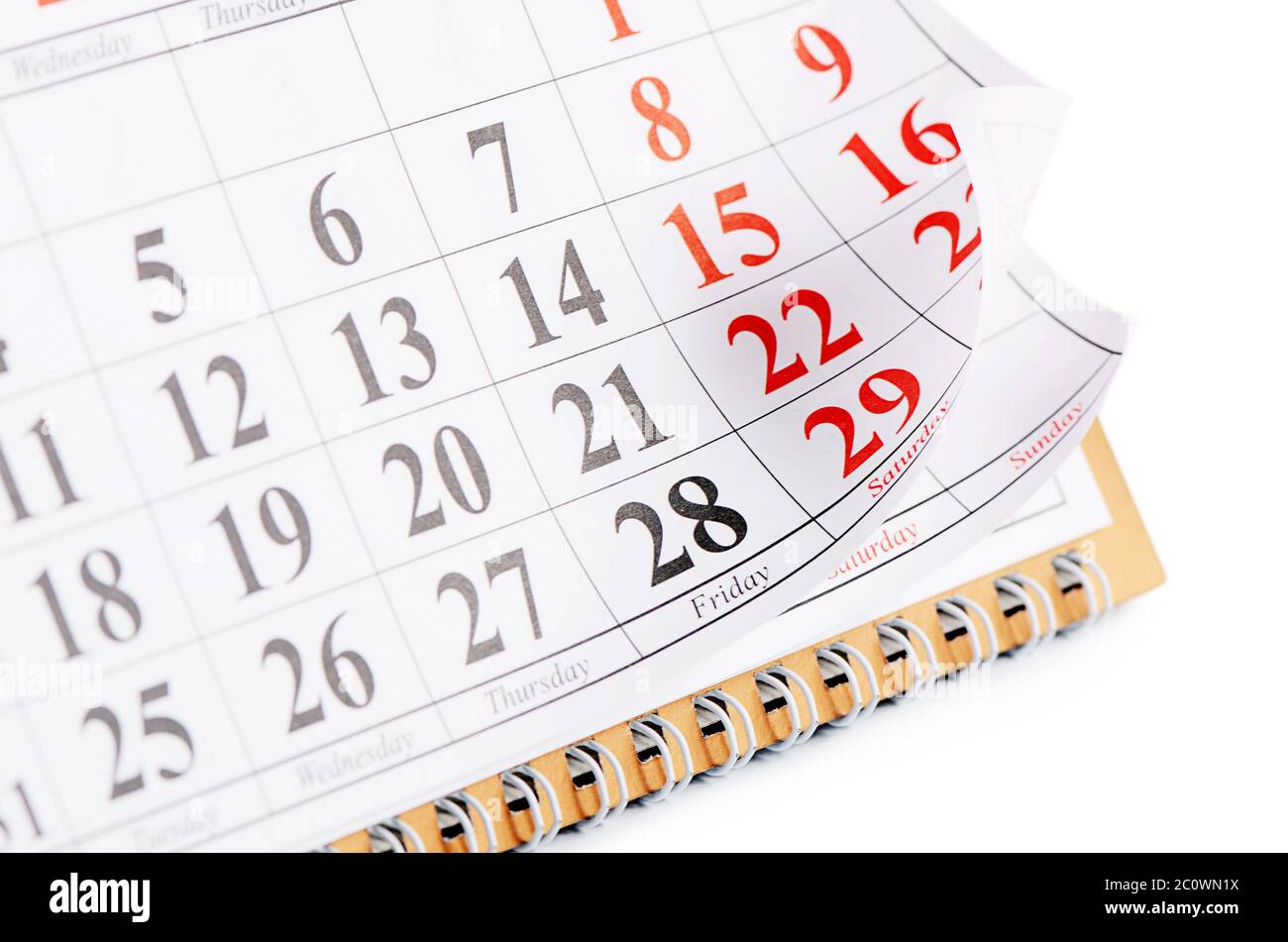 Closeup of dates on calendar page Stock Photo - Alamy