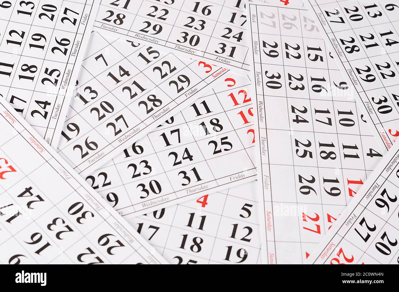 Closeup of dates on calendar page Stock Photo - Alamy