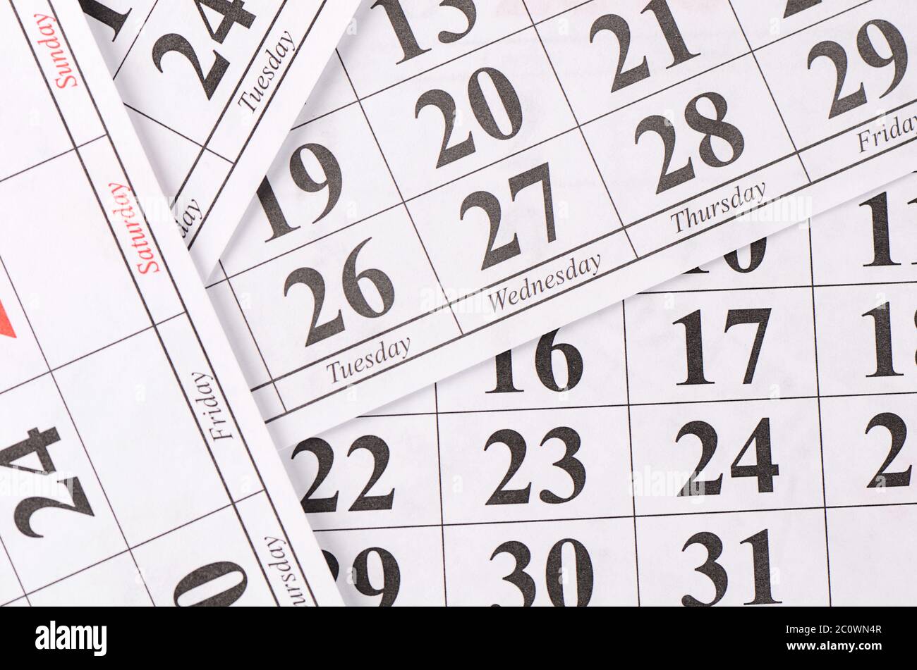 Close up of dates on calendar page hi-res stock photography and images ...