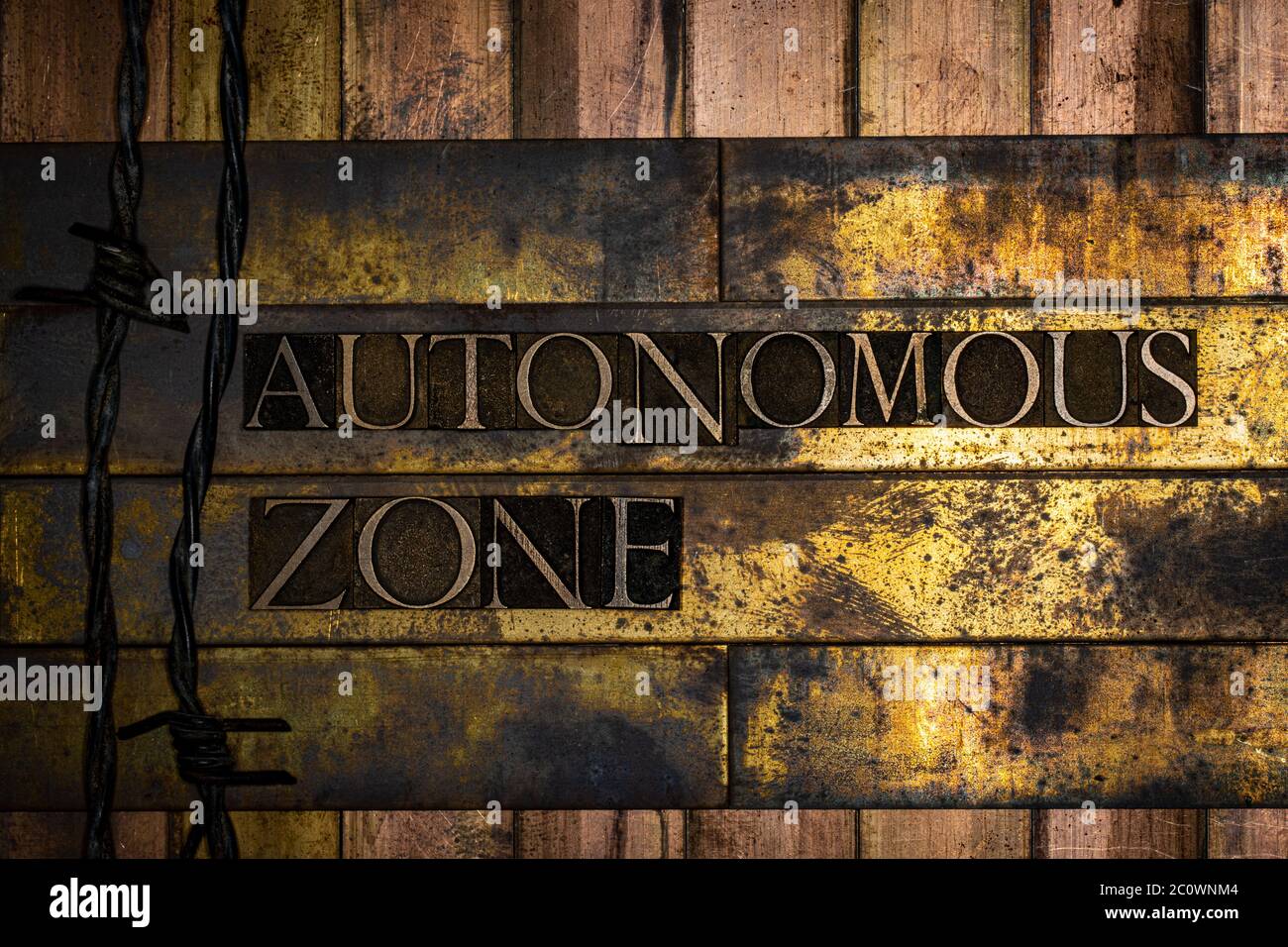 Photo of real authentic typeset letters forming Autonomous Zone text on ...