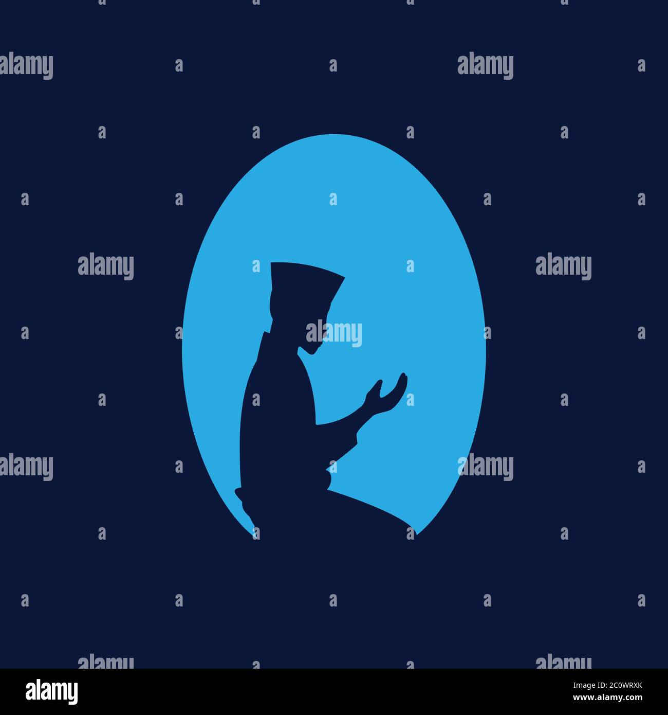 Muslim Men praying in blue background vector Stock Vector Image & Art ...