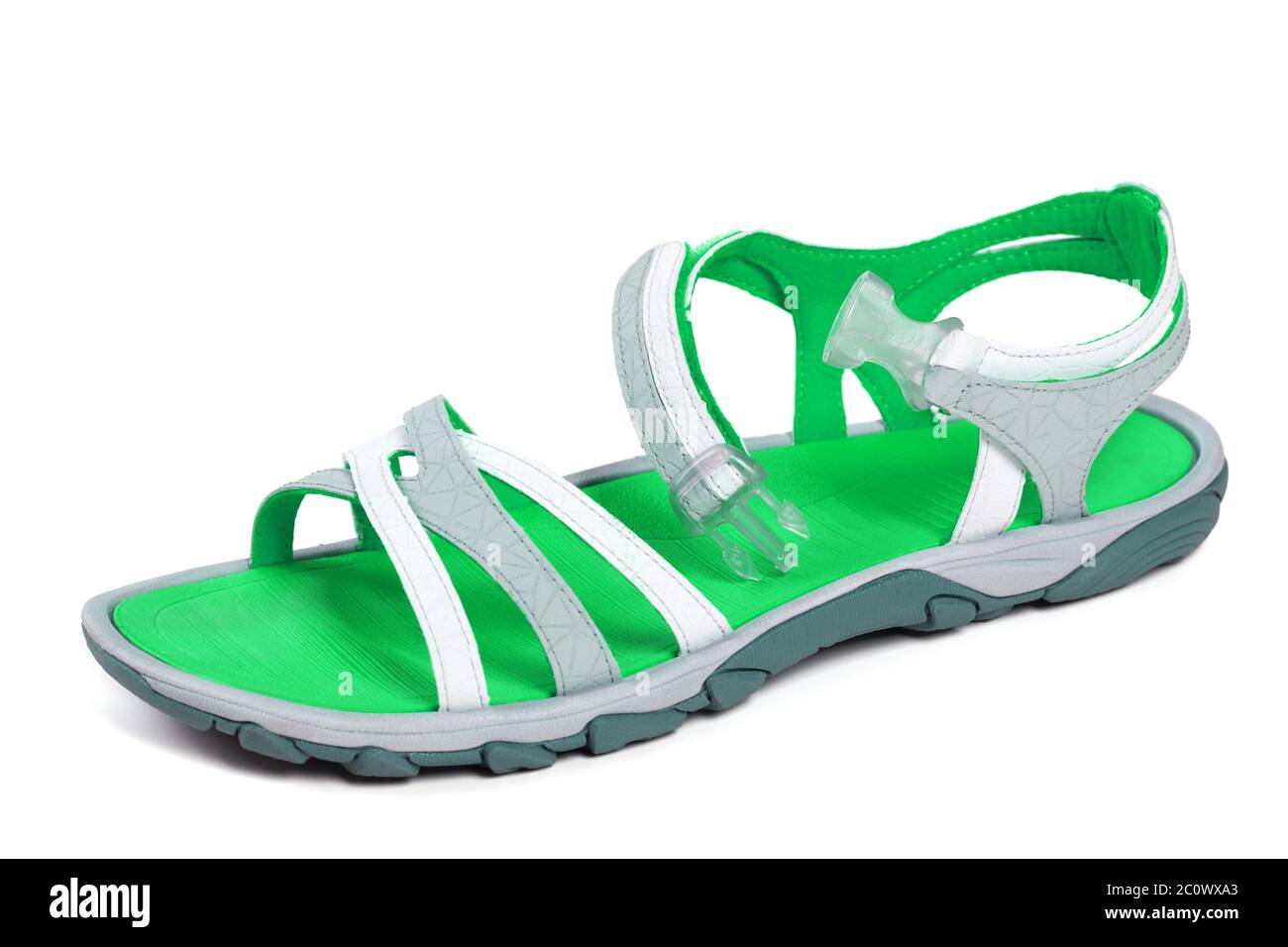 Green summer sandal isolated on white background Stock Photo - Alamy