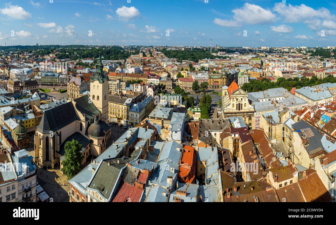 Lviv bird's-eye view Stock Photo - Alamy