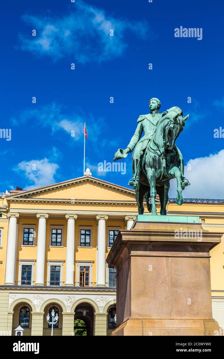 Statue king Carl Johan XIV in Oslo Stock Photo - Alamy