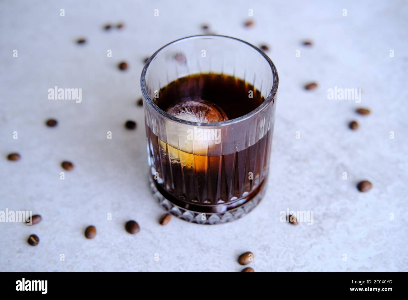 Cold Brew Coffee with two ice cubes, refreshing cold caffeine boost ...