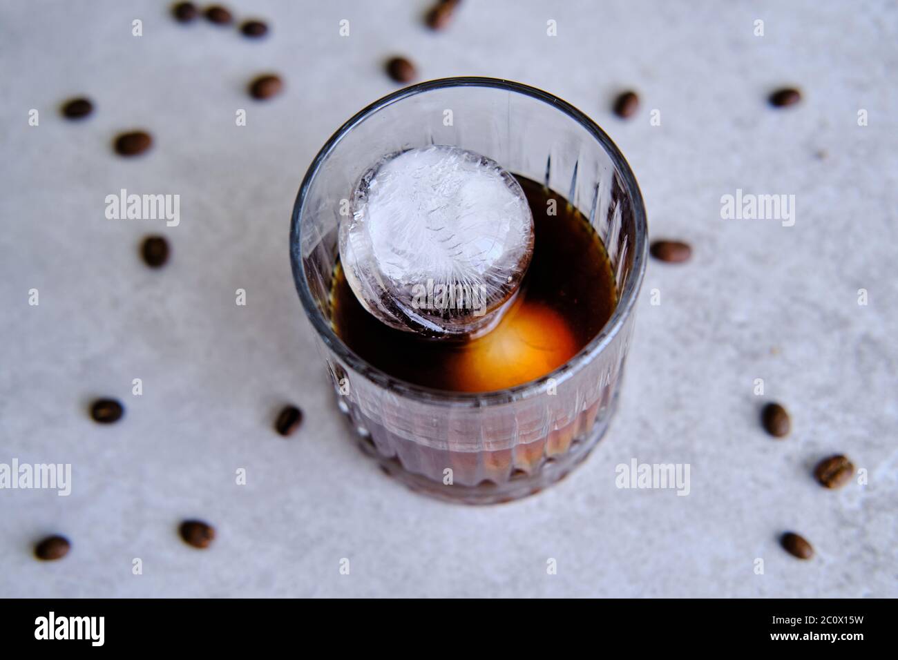 Cold Brew Coffee with two ice cubes, refreshing cold caffeine boost ...