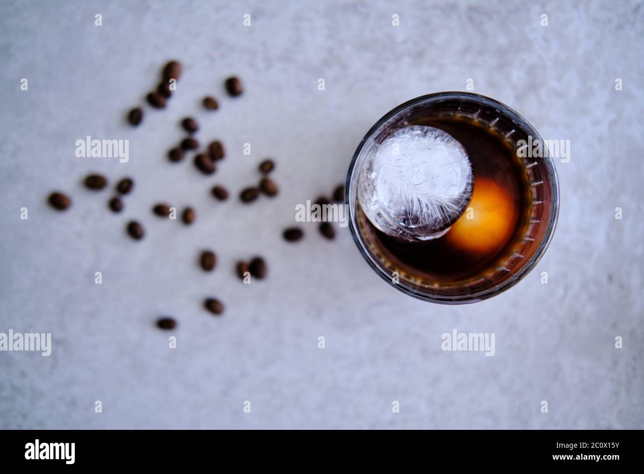 Cold Brew Coffee with two ice cubes, refreshing cold caffeine boost ...
