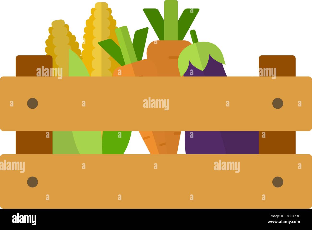 Wooden box with vegetables vector flat isolated Stock Vector Image ...
