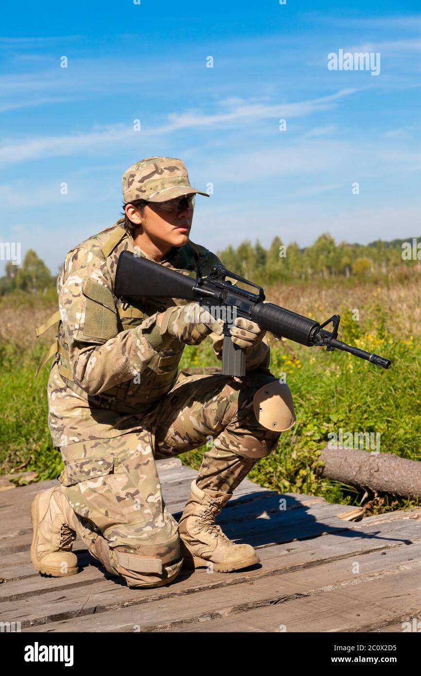 Soldier with a rifle Stock Photo - Alamy