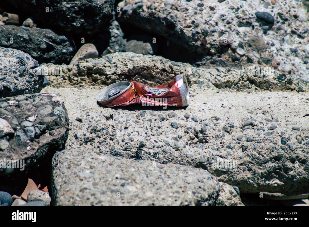 Limassol Cyprus June 12, 2020 Closeup of various pollution of metallic ...
