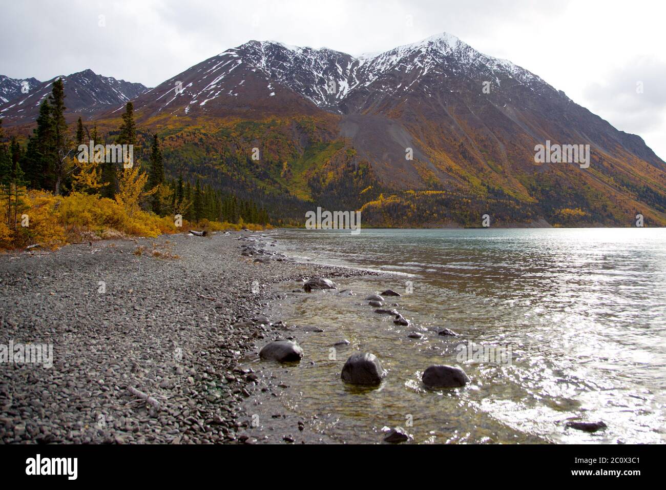 Autumn at Kathleen Lake and the mountain, home to the King's Throne ...