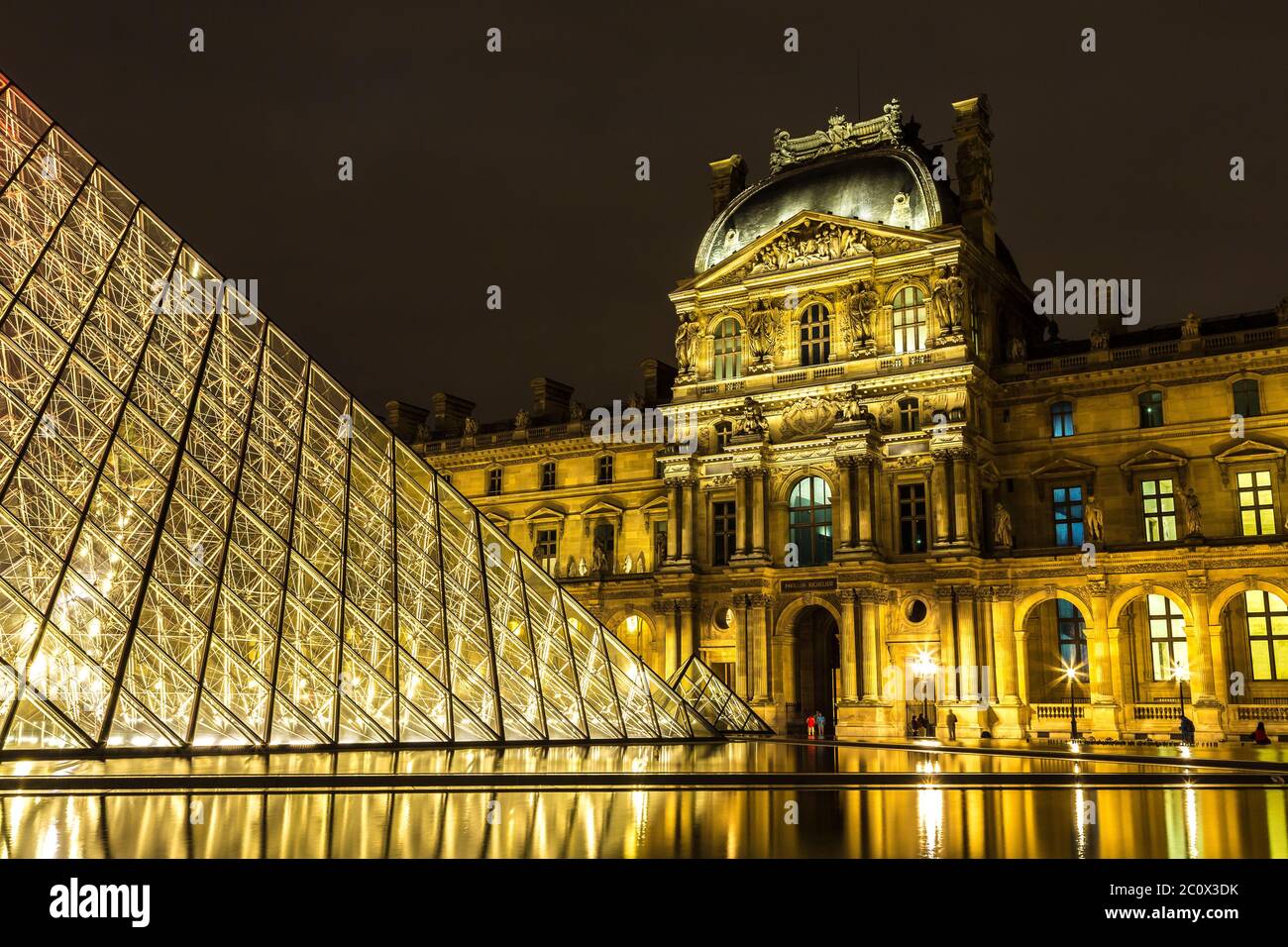 The Louvre at night in Paris Stock Photo - Alamy