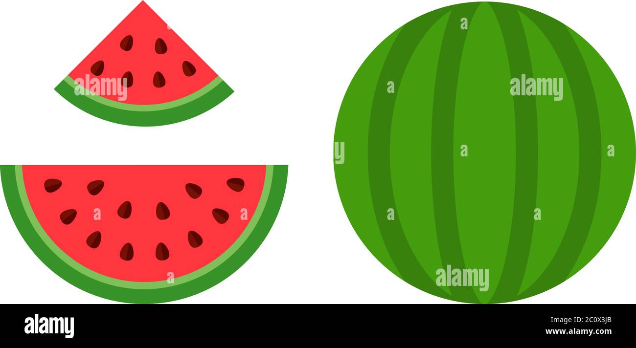 Whole watermelon icon flat hi-res stock photography and images - Alamy