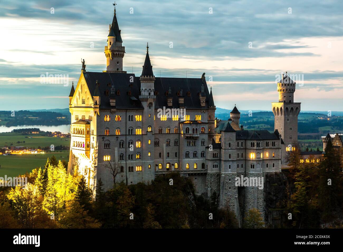 Aerial view neuschwanstein castle sunrise hi-res stock photography and ...