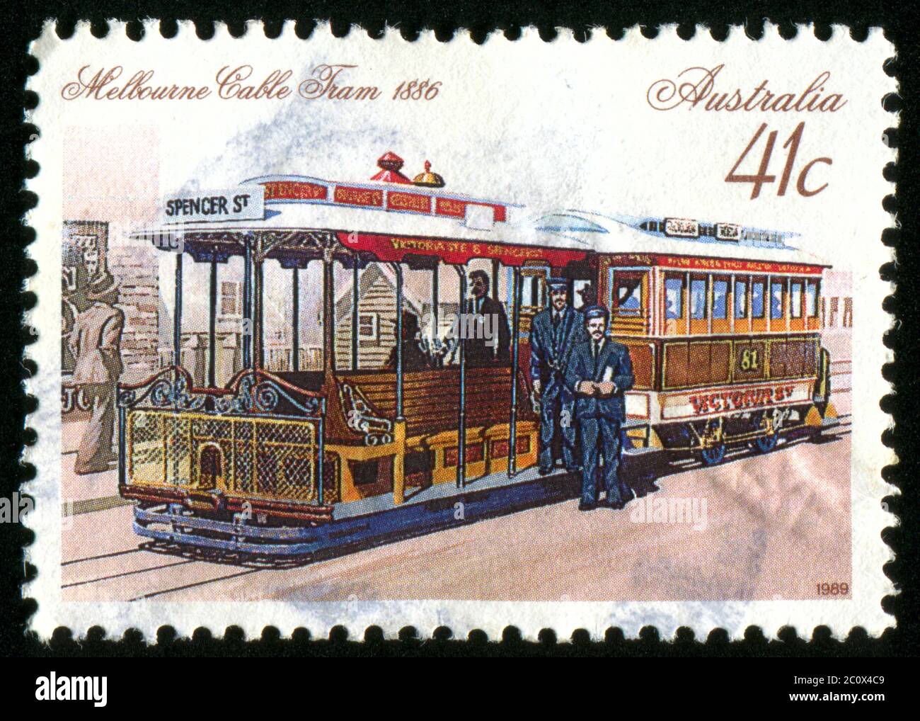 AUSTRALIA - CIRCA 1989: stamp printed by Australia, shows tram and ...