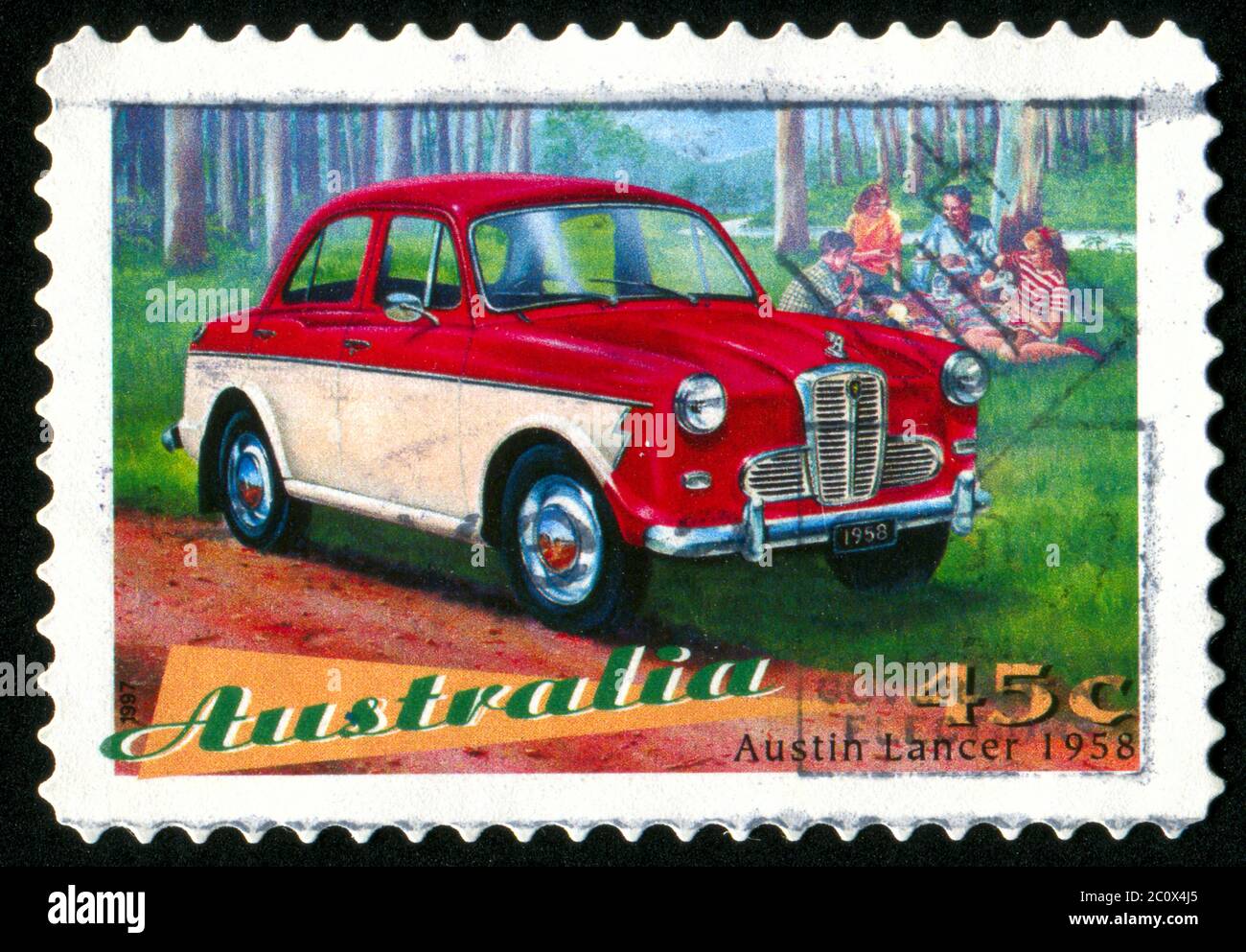 AUSTRALIA - CIRCA 1997: stamp printed by Australia, shows Classic Cars ...