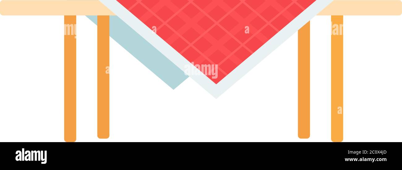 Table with red checked tablecloth vector icon flat isolated Stock ...