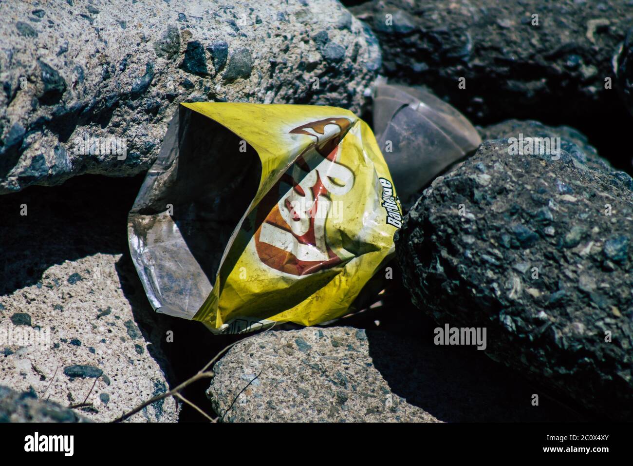 Limassol Cyprus June 12, 2020 Closeup of various pollution of metallic ...