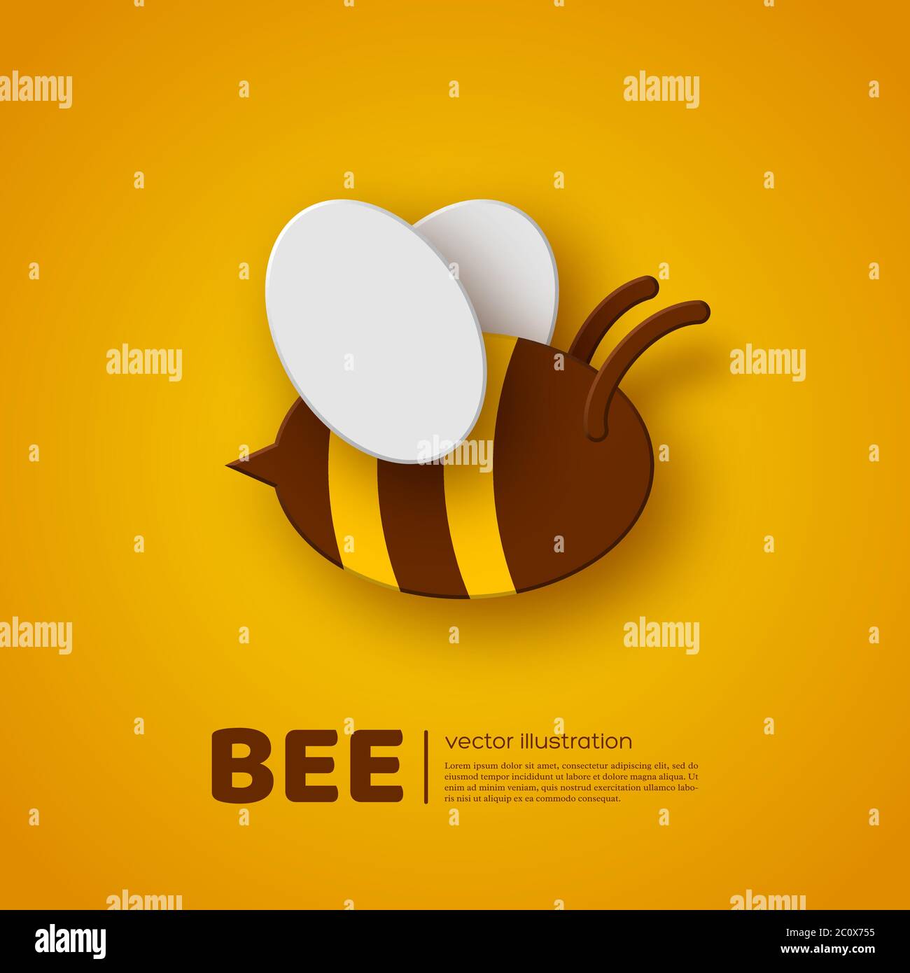 Paper cut style bee. Element for beekeeping and honey product design ...