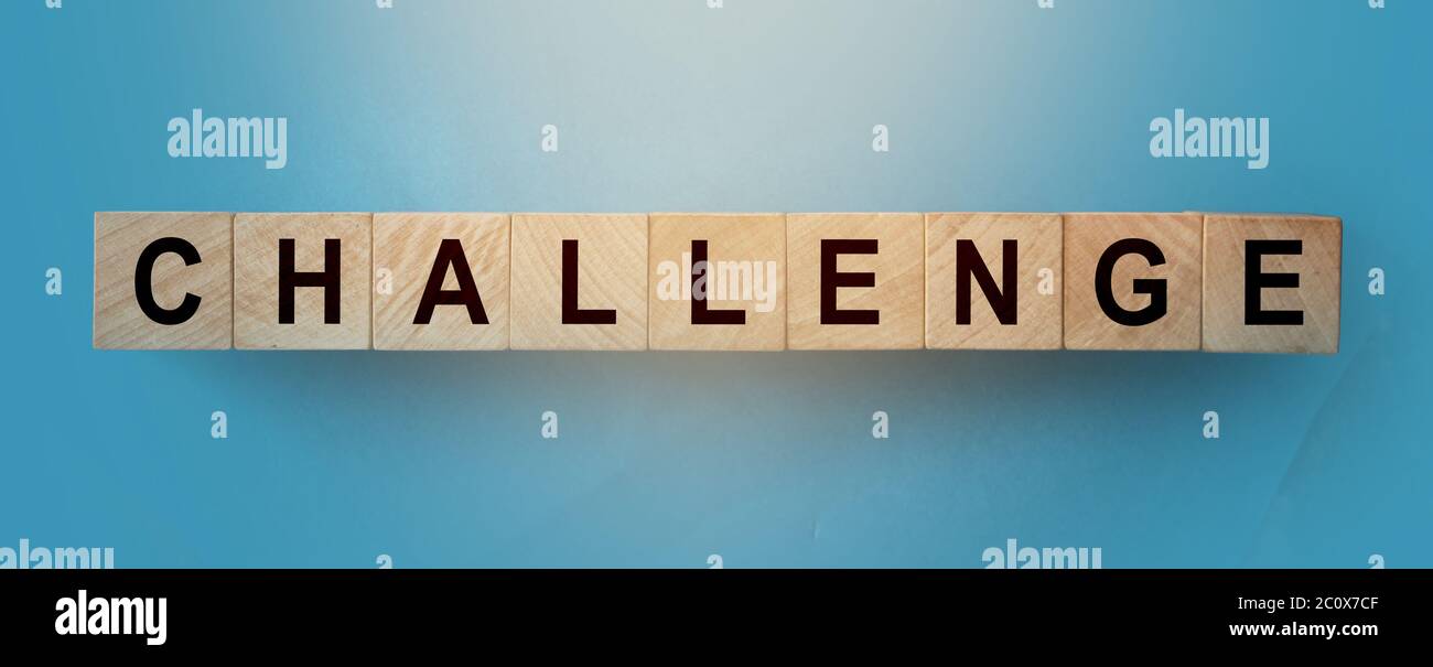 Challenge word made with wooden blocks. Ambitious career achievements ...