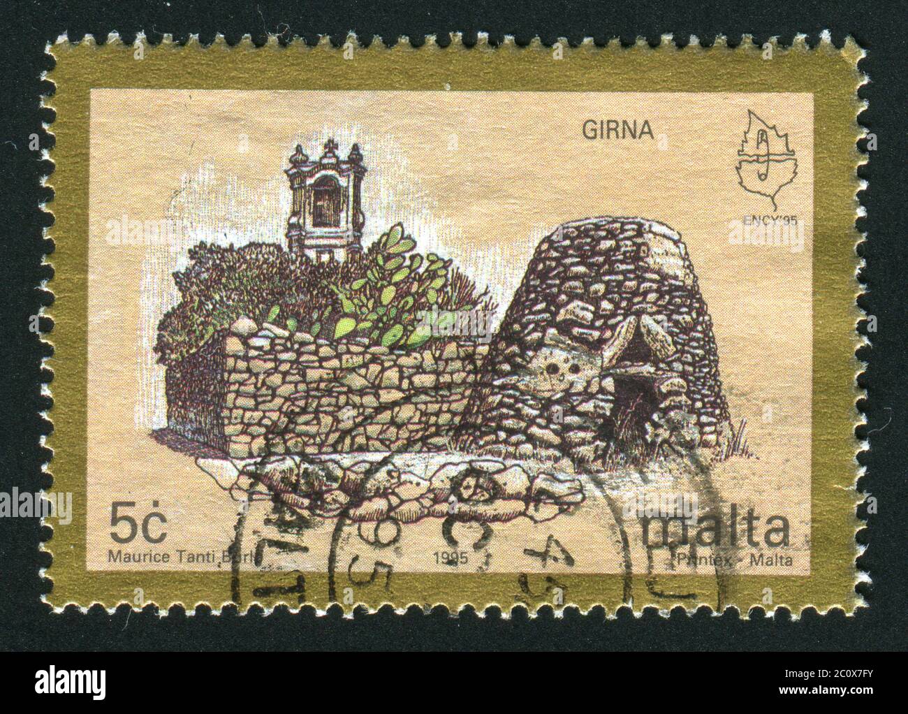 MALTA - CIRCA 1995: European Nature Conservation. Ruins, Girna, circa ...