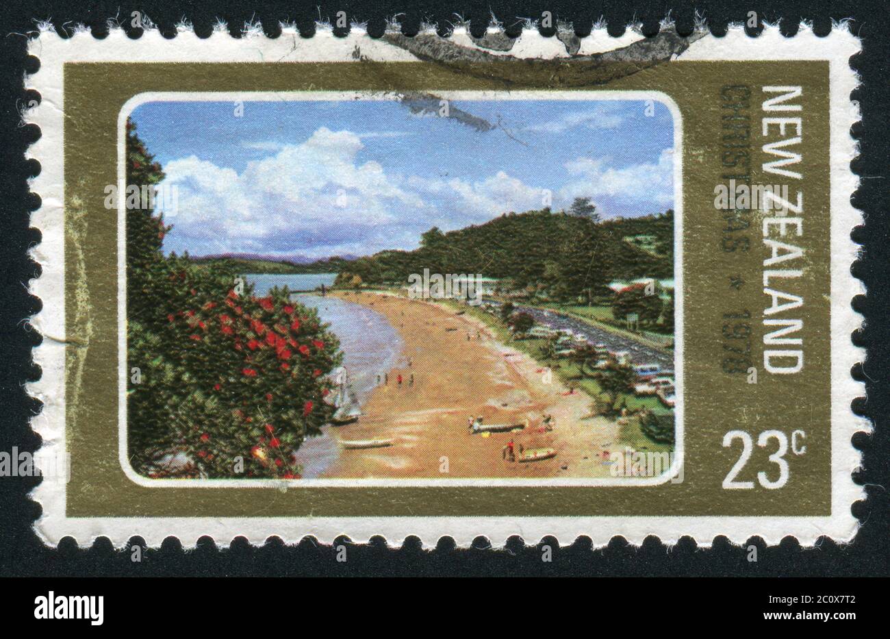 NEW ZEALAND - CIRCA 1978: Beach scene. Sea beach of New Zealand, circa ...