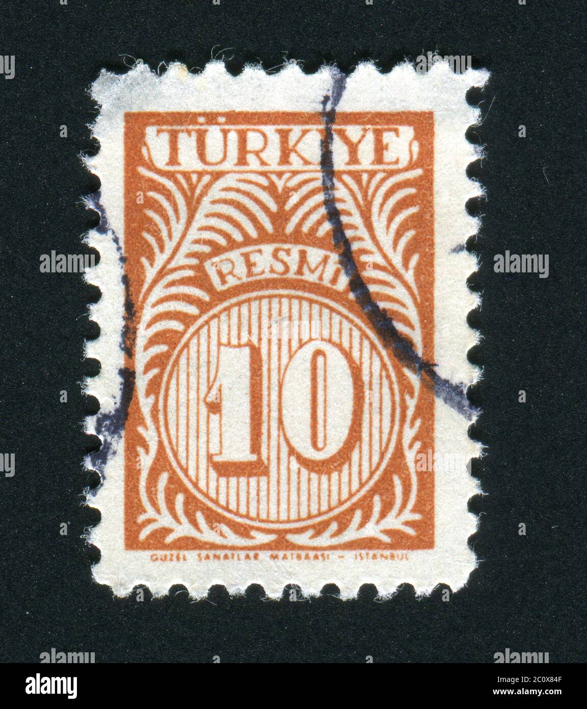 TURKEY - CIRCA 1957: Turkish stamp with a flower ornament, circa 1957 ...