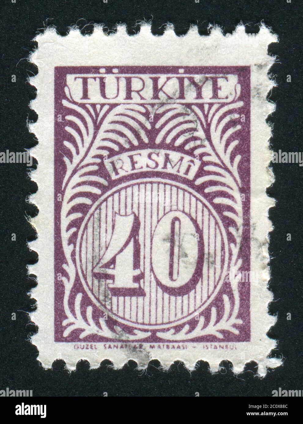 TURKEY - CIRCA 1957: Turkish stamp with a flower ornament, circa 1957 ...