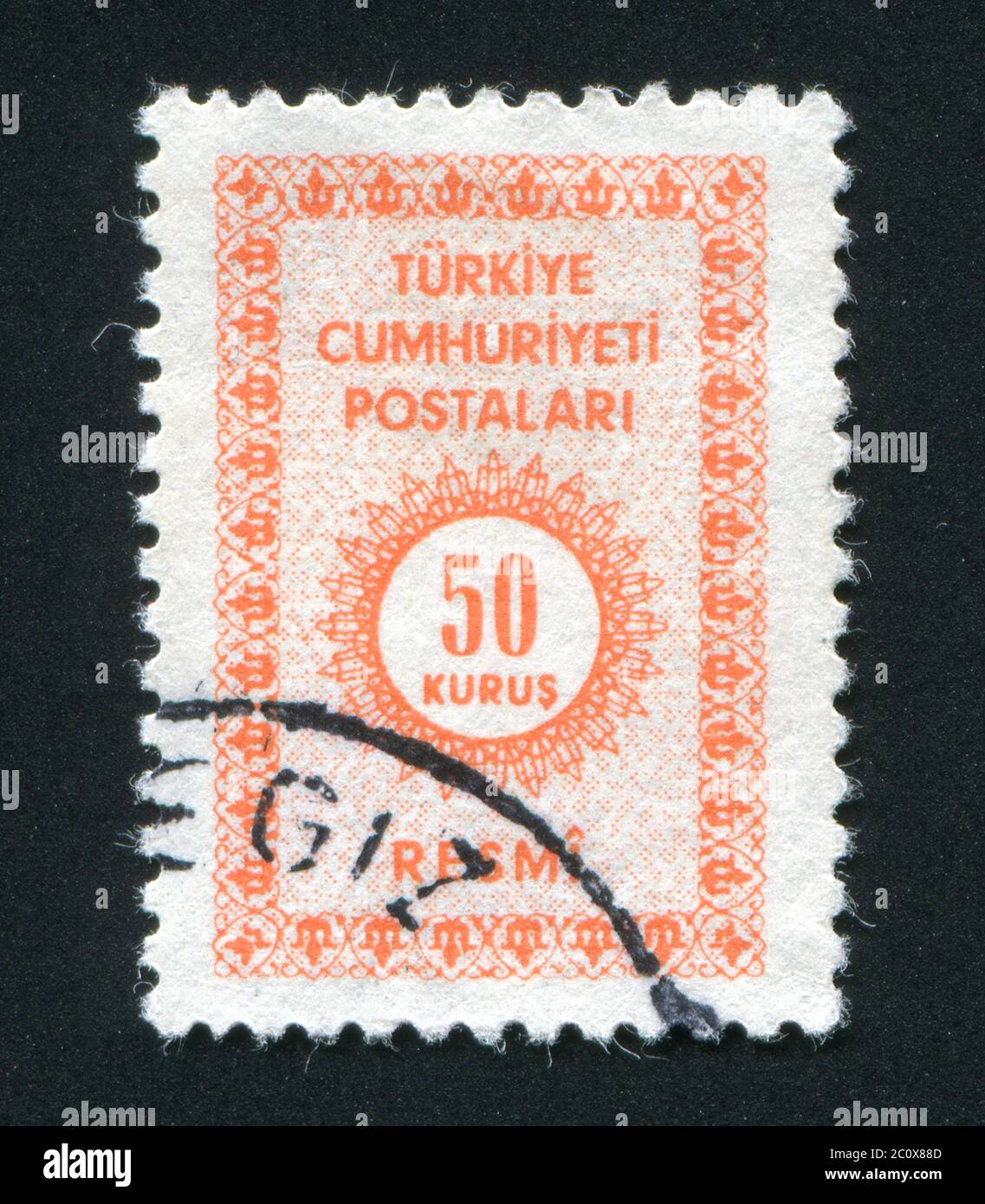 TURKEY - CIRCA 1963: Turkish stamp with a flower ornament, circa 1963 ...
