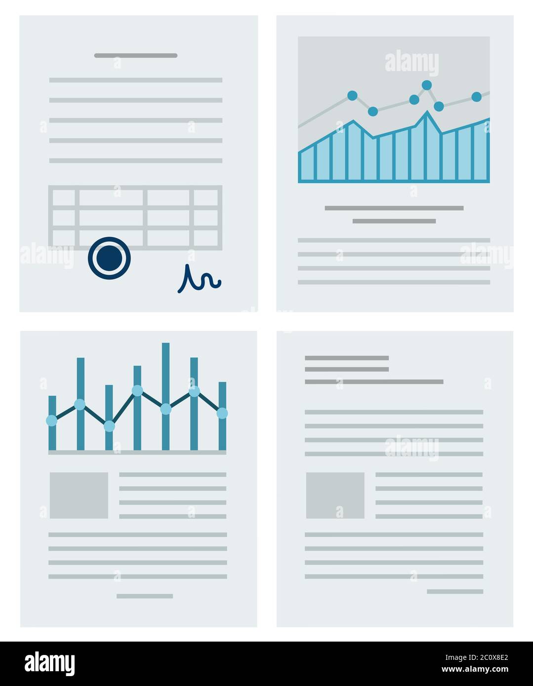 Collection vector icons paperwork in the form of business documents ...